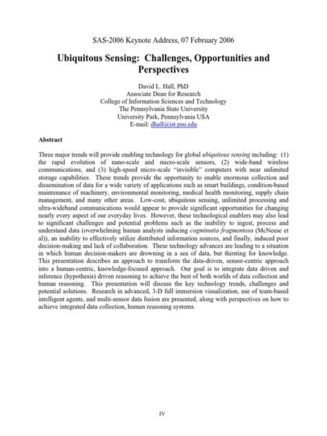 Ubiquitous Sensing Challenges Opportunities And Perspectives Download Free Pdf Environmental