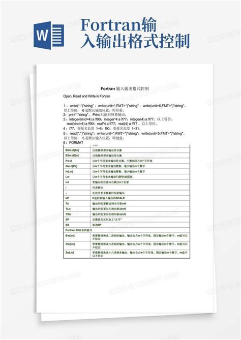 Fortran输入输出格式控制word模板下载编号qeyxnvrm熊猫办公