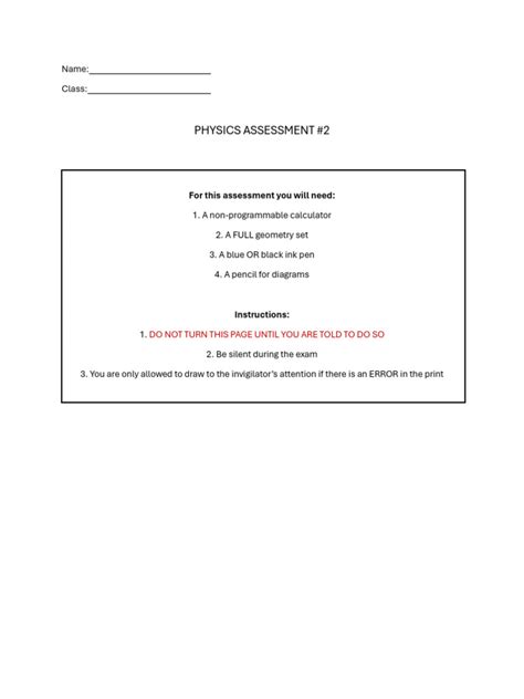 Physics Exam 2 Form 3 Pdf