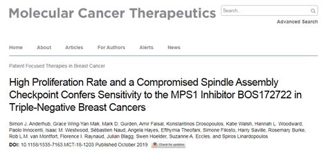 对抗三阴乳腺癌化疗耐药性，mps1靶点新药“重振”紫杉醇功效 生物探索