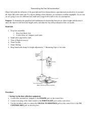 Determining The Free Fall Acceleration Pdf Labbbbb Docx Determining The Free Fall