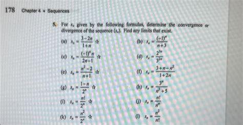 Solved 5 For Sn Given By The Following Formulas Determine Chegg Com