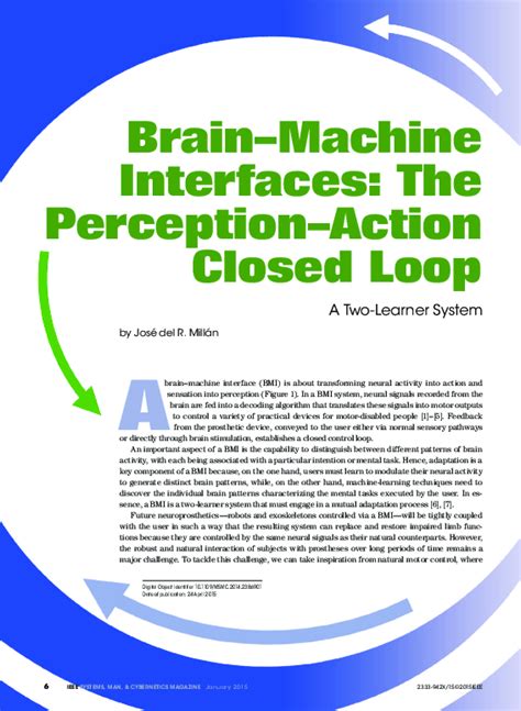 Pdf Brain Machine Interfaces The Perception Action Closed Loop A Two Learner System