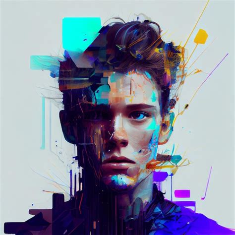 Premium Photo Abstract Portrait Of Woman With Glitch Effect Illustration Generative Ai