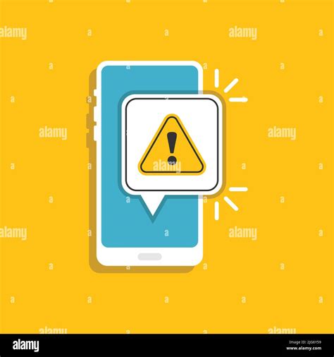 Phone Notifications Icon In Flat Style Smartphone With Exclamation Point Vector Illustration On