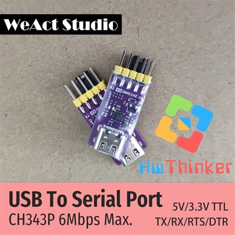 Jual Weact Modul Ch343p Ch343 Usb To Serial Ttl Uart 3 3v 5v 6mbps Dtr Rts Type C Shopee Indonesia