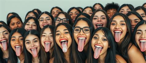 Cute Black Hair Group Ai Girls Tongues Out By Tonguesoutfunsout On
