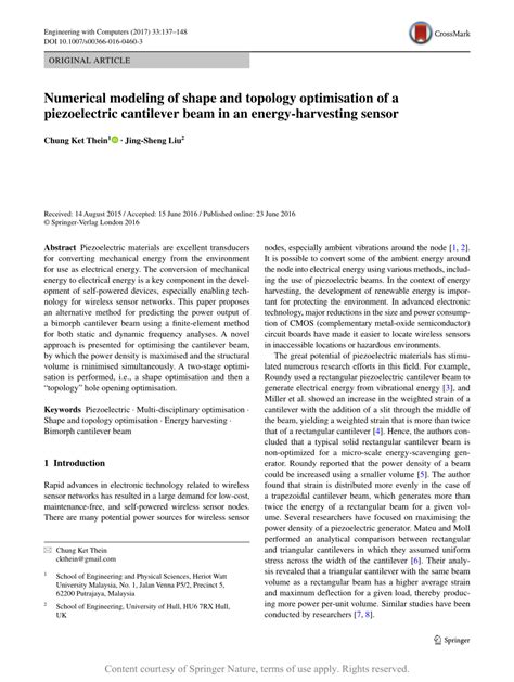 Numerical Modeling Of Shape And Topology Optimisation Of A Piezoelectric Cantilever Beam In An