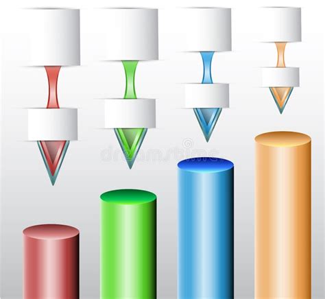 Colorful Cylindrical Graphs With Arrows And Blank Stock Vector