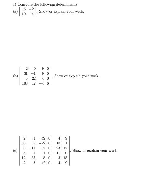 Solved Compute The Following Determinants A Chegg