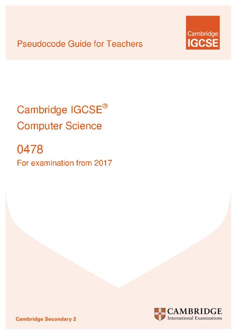 0478 pseudocode guide pseudocode guide for teachers cambridge igcse
