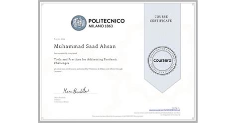 Completion Certificate For Tools And Practices For Addressing Pandemic