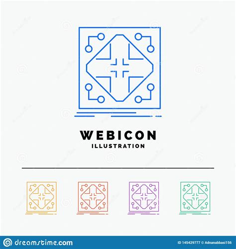 Data Infrastructure Network Matrix Grid 5 Color Line Web Icon Template Isolated On White