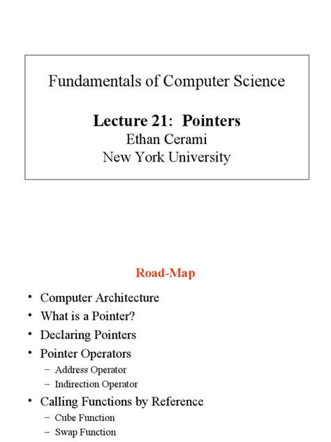 Fundamentals Of Computer Science Lecture 21 Pointers Pdf Pointer
