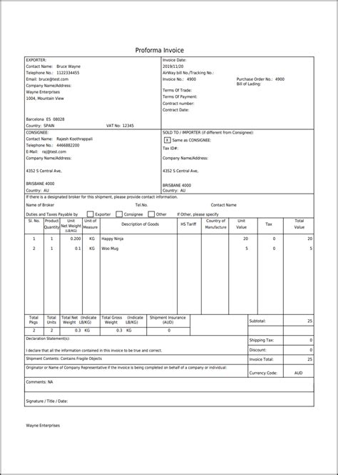 Dhl Sample Invoice Invoice Template