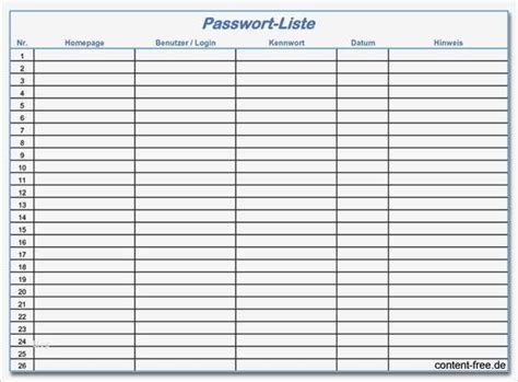 Tankliste Excel Vorlage Erstaunlich Passwort Liste Vorlage Für Excel Vorlage Ideen