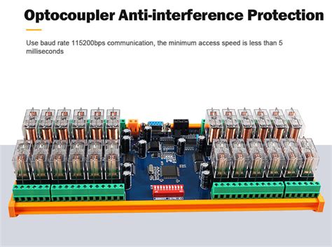 24 Channel Rs485 Communication Modbus Rtu 232 Dc24v Relay Output Module For Industrial Control