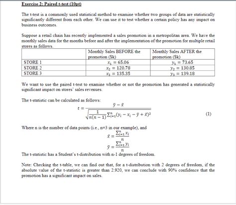 Solved Exercise 2 Paired T Test 10pt The T Test Is A Chegg Com