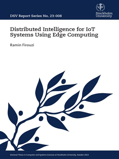 Distributed Intelligence In Edge Computing Phd Thesis Pdf Internet Of Things