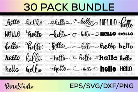 Hello Svg Hello Svg Bundle Hello Svg Hand Lettered