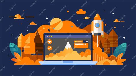 Premium Vector A Computer Screen With A Rocket On The Screen And The