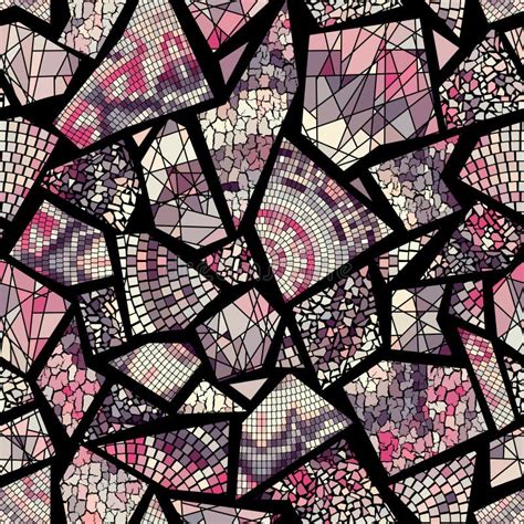 Vector Seamless Mosaic Art Pattern Art Background Stock Vector