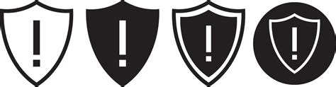 Shield Exclamation Mark Icon Set Protect Shield Security Symbol Different Style Shields
