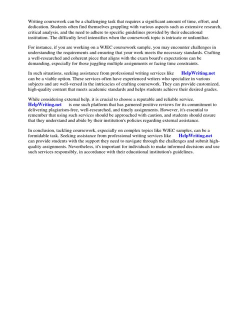 Wjec Coursework Sample Pdf Facebook Linked In