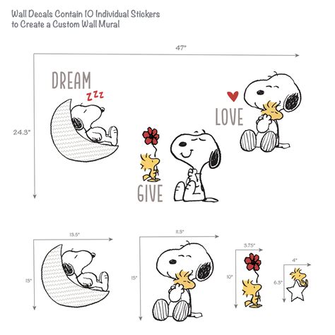 Snoopy Love Wall Decalsstickers W Woodstock Stars And Moon Lambs And Ivy