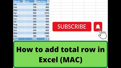 How To Add Total Row In Excel On Mac Templates Sample Printables