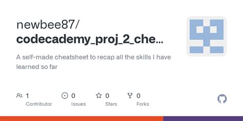 GitHub Newbee Codecademy Proj Cheatsheet A Self Made Cheatsheet