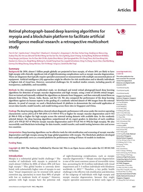 Solution Retinal Photograph Based Deep Learning Algorithms For Myopia