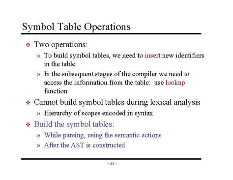 Semantic Analysis I Syntax Directed Definition Symbol Tables