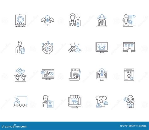 Marketing Concept Outline Icons Collection Strategy Promotion