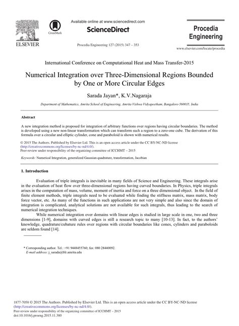 Pdf Numerical Integration Over Three Dimensional Regions Bounded By
