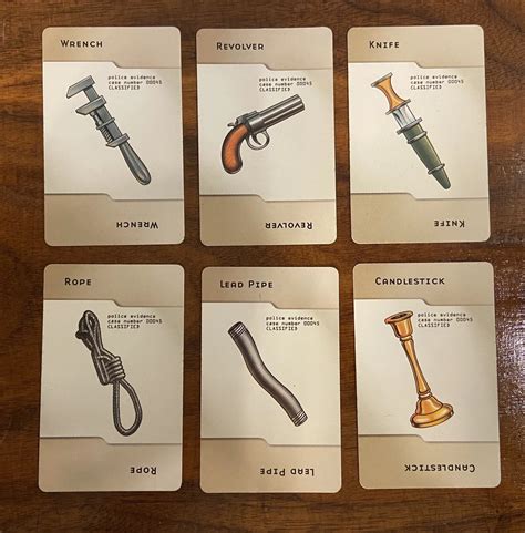 Clue Weapon Cards