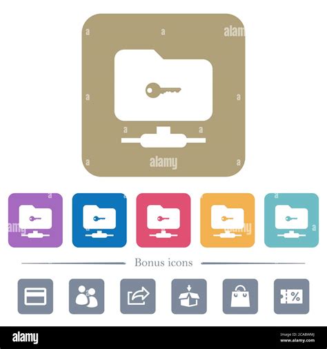 Ftp Secure White Flat Icons On Color Rounded Square Backgrounds 6 Bonus Icons Included Stock