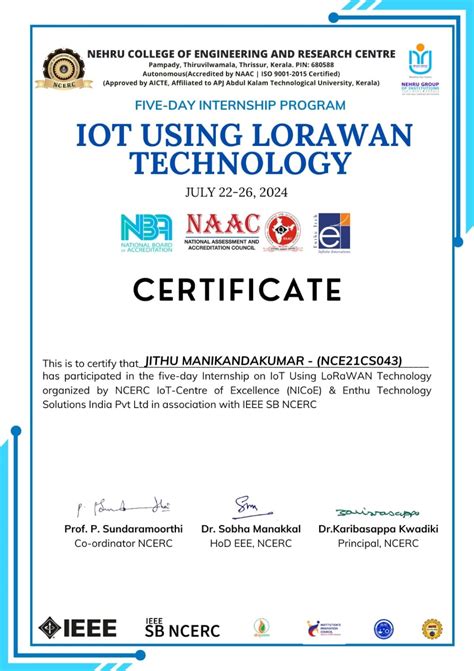 Iot Lorawan Internship Learning Technology Jithu Manikandakumar