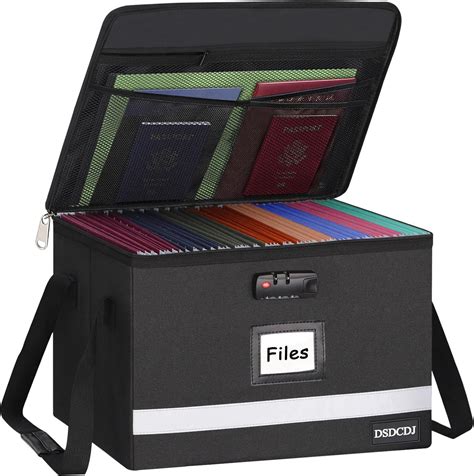 Amazon Com DSDCDJ File Box With Lock Portable File Organizer Box With Handle Sturdy