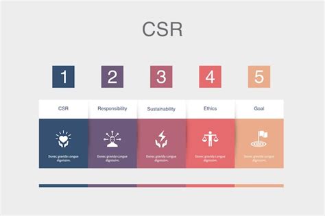 Premium Vector CSR Responsibility Sustainability Ethics Goal Icons Infographic Design Template
