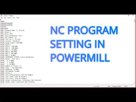 NC PROGRAM SETTING IN POWERMILL YouTube