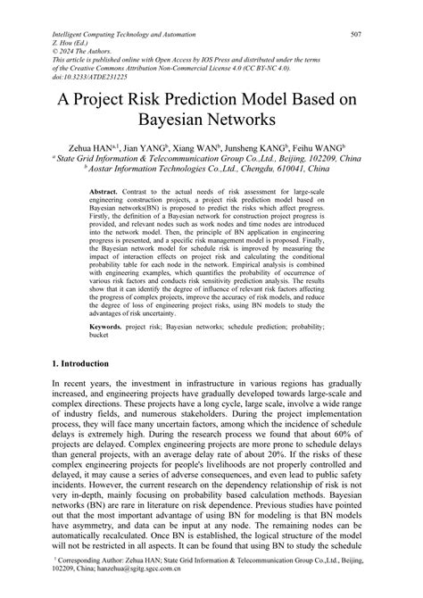 pdf a project risk prediction model based on bayesian networks