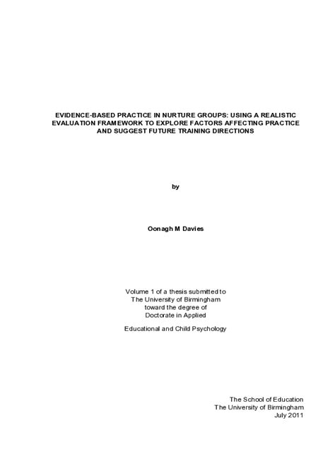 Pdf Evidence Based Practice In Nurture Groups Using A Realistic