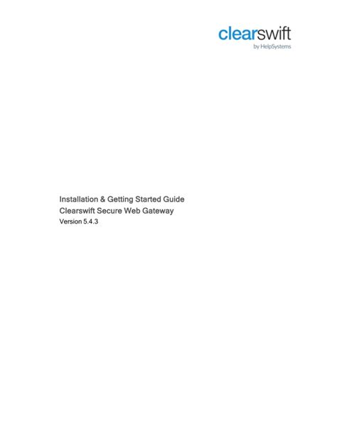 Clearswift Secure Web Gateway Installation Guide V5 4 3