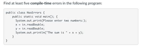 Solved Find At Least Five Compile Time Errors In The