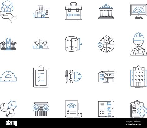Industrial Machinery Line Icons Collection Automation Assembly