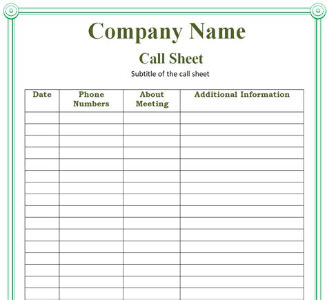 22 Professional Call Sheet Templates Word And Excel