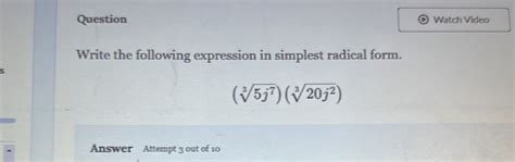 solved question watch video write the following expression in simplest