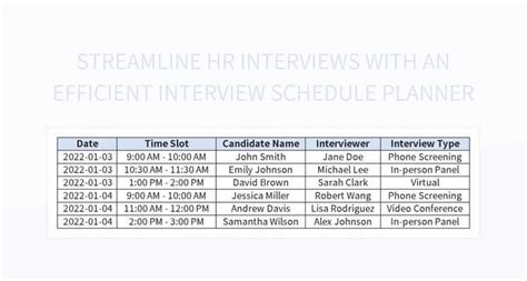 Optimize Hr Interviews With A Streamlined Interview Scheduling Tool Excel Template Free