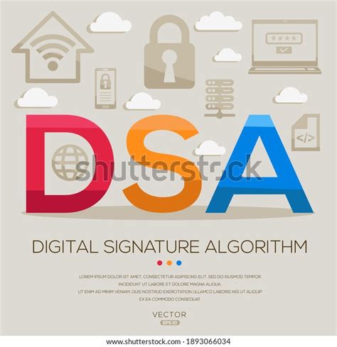 Dsa Mean Digital Signature Algorithm Security Stock Vector Royalty Free Shutterstock